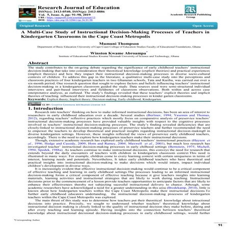 A Multi-Case Study of Instructional Decision-Making Processes of ...
