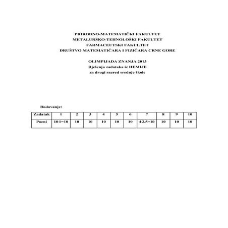 Rjesenja hemija ii razred | PDF