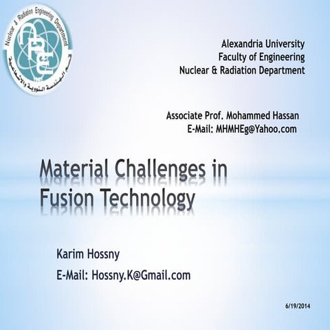 Material Challenges in Fusion Technology | PPTX