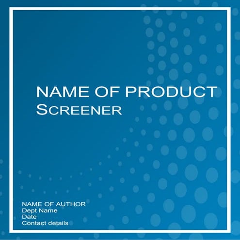 Guide to screener | PDF