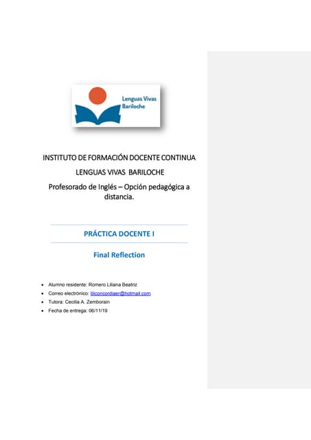 RL_P2_My final reflection Primary level | PDF