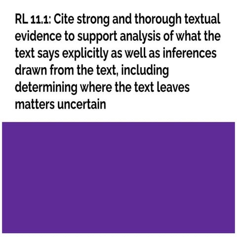 RL 11.1 Notes- Citing Textual Evidence for 11th graders | PDF