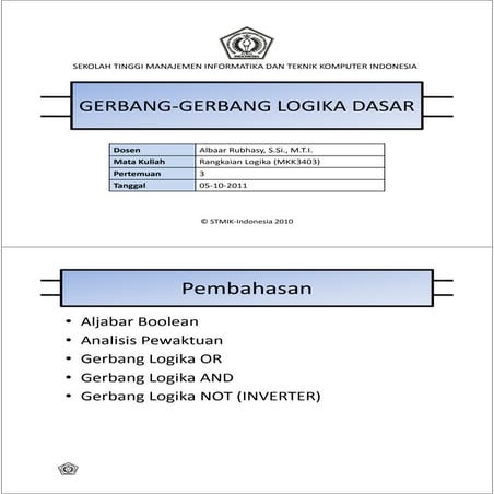Gerbang gerbang dasar logika | PPTX
