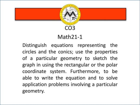 Lesson 9 Conic Sections Ellipse Ppt