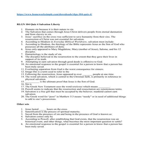 RLGN 104 Quiz 4 Salvation Liberty homeworksimple.com.docx ...