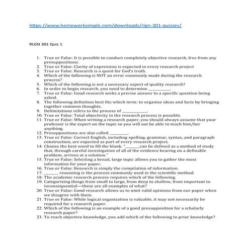 RLGN 301 Quizzes Liberty Answers Homeworksimple.com.docx