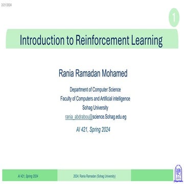 lecture in Reinforcement learning in Ai | PDF