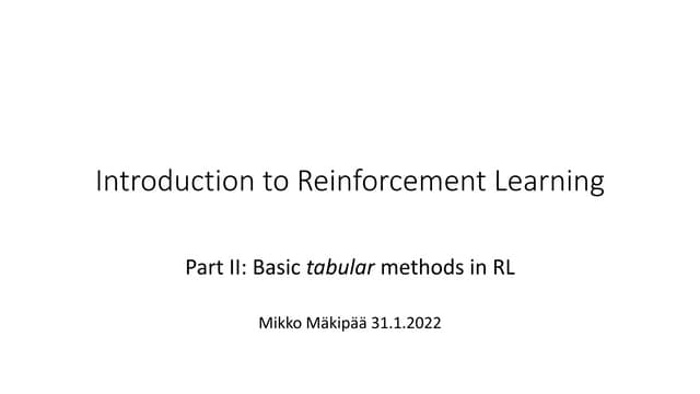 Intro To Reinforcement Learning Part Ii Ppt