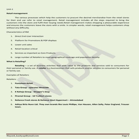 Retail management | PDF