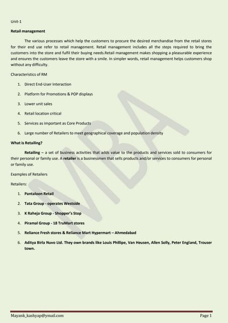 Introduction to Retailing | PPTX