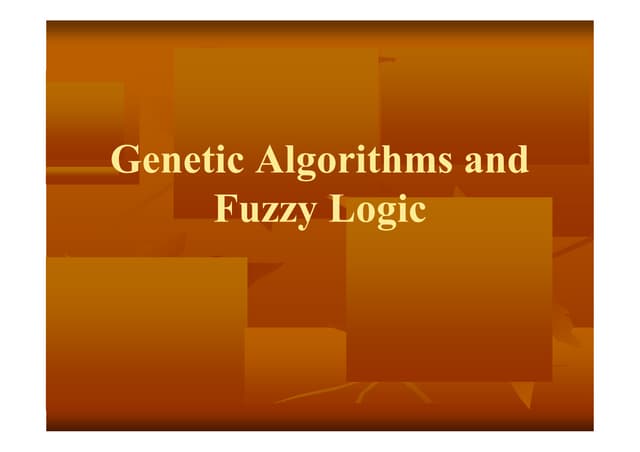 Rm 701 Genetic Algorithm And Fuzzy Logic Lecture Pdf 5847