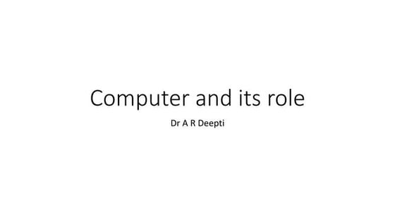 Role of computers in research | PDF