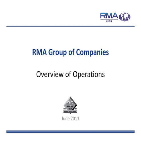 RMA Group Corporate Overview June 2011 | PPT
