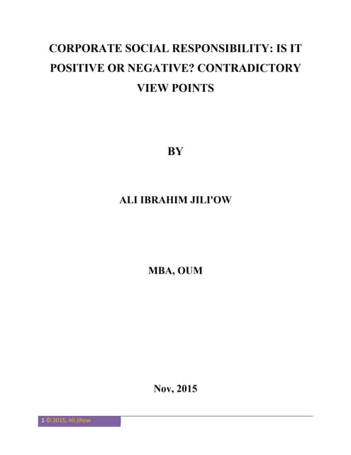 Corporate social responsibility lecture notes | PDF