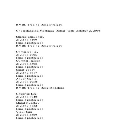 RMBS Trading Desk Strategy Understanding Mortgage Dollar R.docx