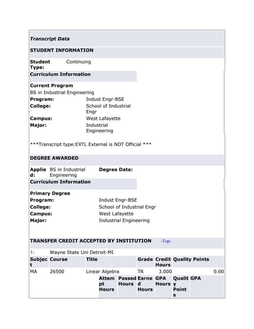 CSE status report First semester UIET KUK | PDF