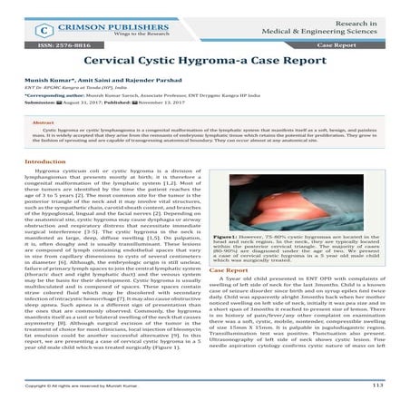 Cervical Cystic Hygroma-a Case Report | PDF