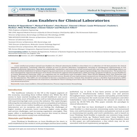 Lean Enablers for Clinical Laboratories | PDF
