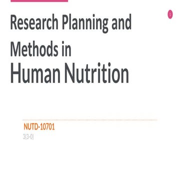 Comprehensive Experimental Designs in Human Nutrition Research Planning ...