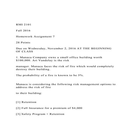 RMI 2101 Fall 2016 Homework Assignment 7 28 Points.docx