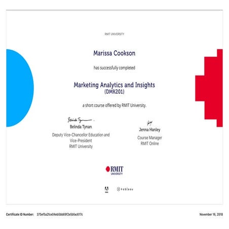 RMIT Marketing Analytics & Insights | PPT