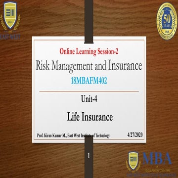 Unit-4 Risk Management and Insurance | PDF