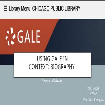 Using Gale In Context: Biography Instructional Presentation | PPTX | Databases | Computer ...