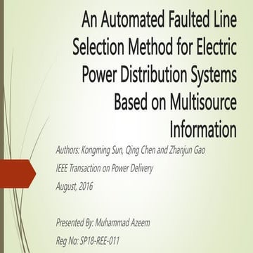 Faulted Line selection Method for electric power system | PPT