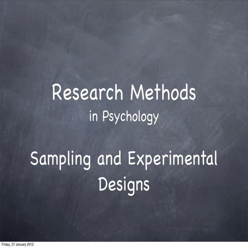 Research Methods in Psychology Sampling and Experimental Design | PDF