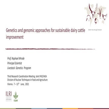 Genetics and genomic approaches for sustainable dairy cattle ...