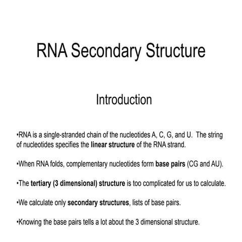 Comprehensive Overview of RNA Secondary Structure and Its Role in ...