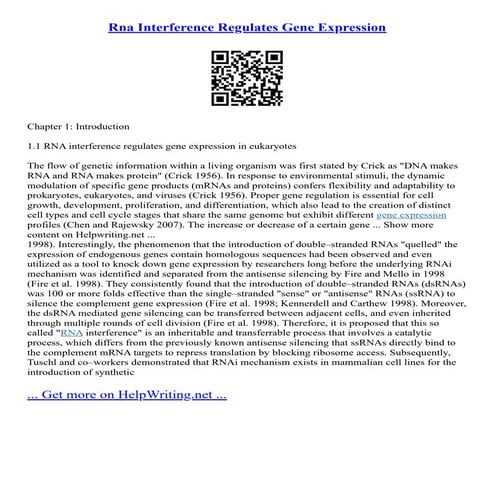 Rna Interference Regulates Gene Expression | PDF