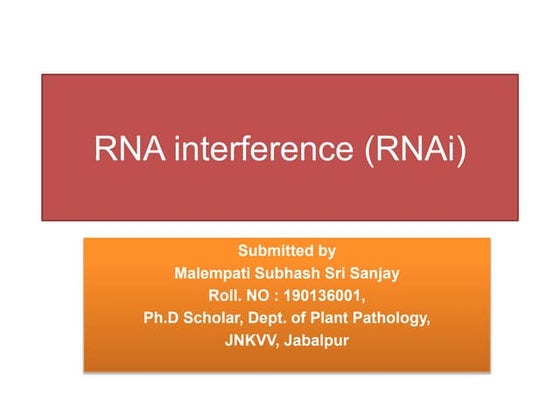 Small interfering RNA's based detection and diagnosis of plant ...