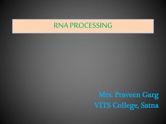 Post transcriptional modification | PPTX | Chemistry | Science