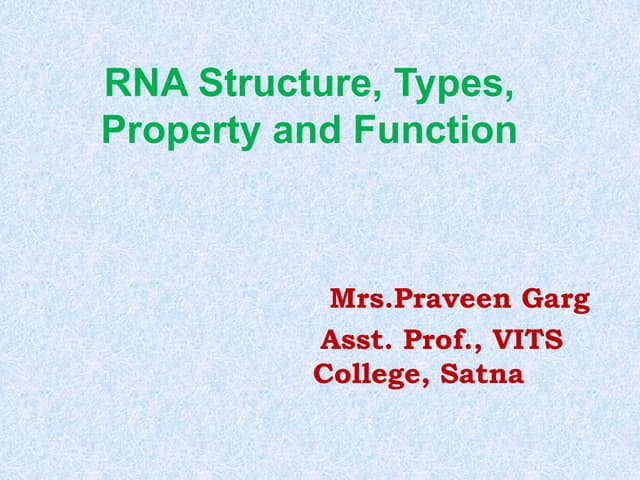Secondary and tertiary structure of RNA | PPTX