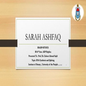 RNA SYNTHESIS AND SPLICING "biochemistry | PPTX