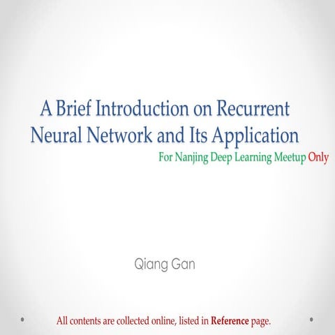 A Brief Introduction On Recurrent Neural Network And Its Application Ppt