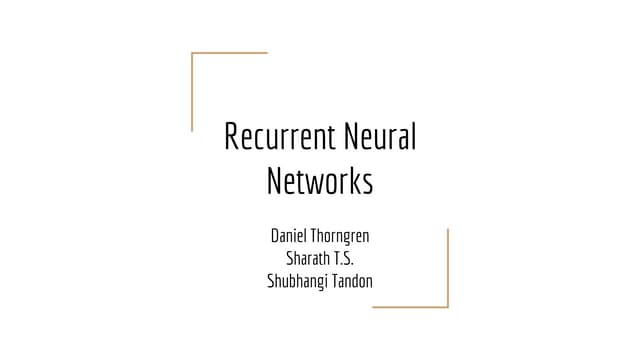 Recurrent Neural Networks (RNNs) | PPTX
