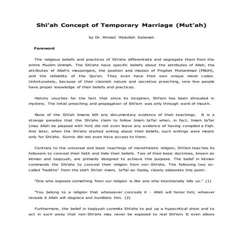 shi'ah concept of temporary marriage (mut'ah) | DOCX