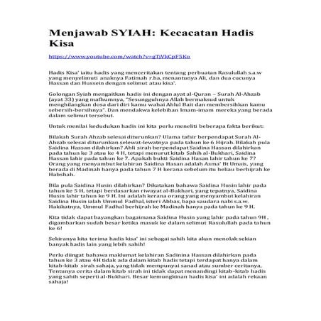 hadis kisa' | PDF