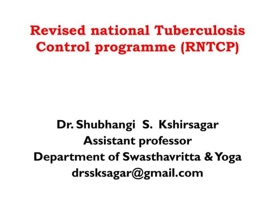 National tuberculosis control programme | PPT