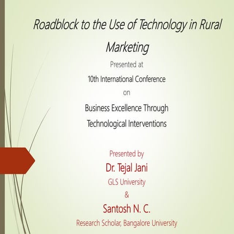 Roadblock to the use of technology in rural marketing | PPTX