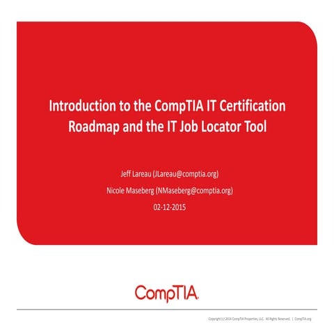 Introduction to the CompTIA Certification Roadmap and IT Job Locator ...