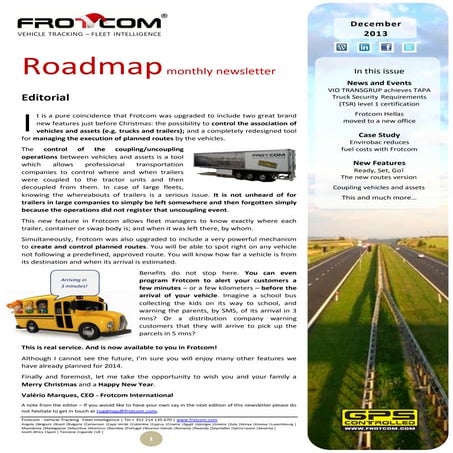 Roadmap monthly newsletter - December 2013 | PDF
