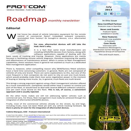 Roadmap monthly newsletter - July 2013 | PDF