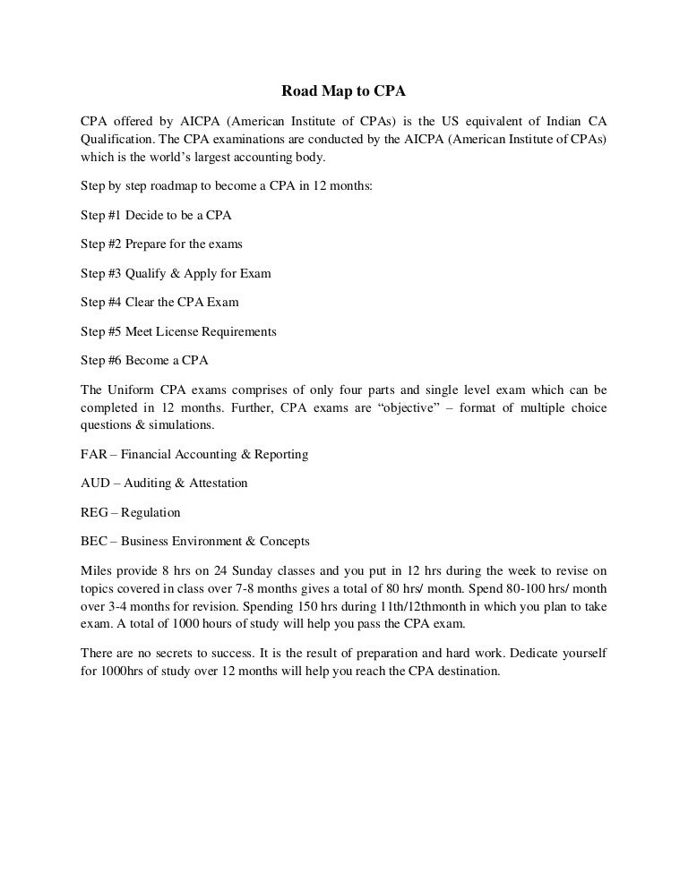 Road map to cpa