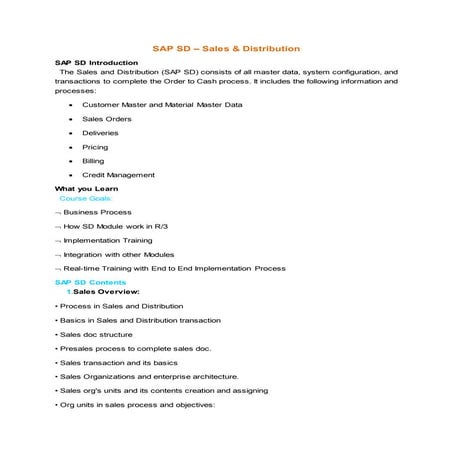 SAP SD Documents | PPT