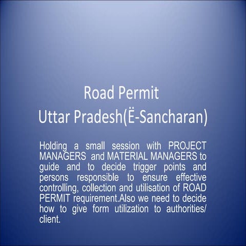 Road permit presentation 5.7.2014