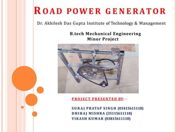 Power generation using speed breaker | PPTX