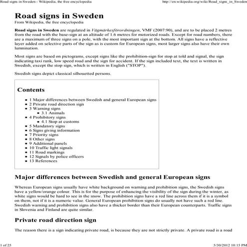 Road signs in sweden | PDF